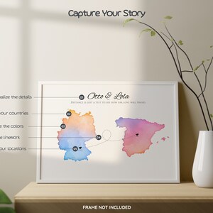 Custom Long Distance Map, Personalized International Love Poster ...