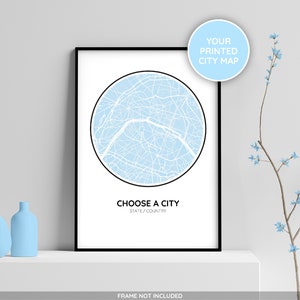Inverted Styled City Map Circle Shape Custom Map Print | Etsy
