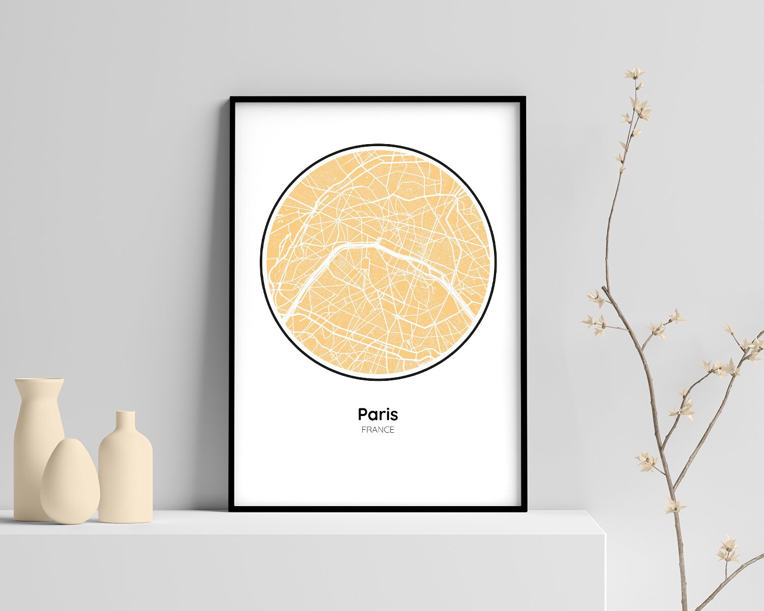 Inverted Styled City Map Circle Shape Custom Map Print - Etsy