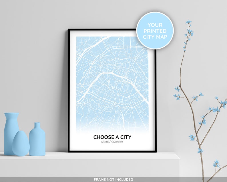 Inverted Styled City Map, Rectangle Shape, Custom City Poster, City ...