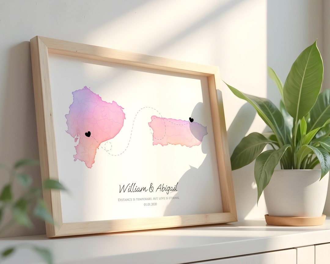 Celebrate Your Love Story, Customised Long Distance Relationship Map ...