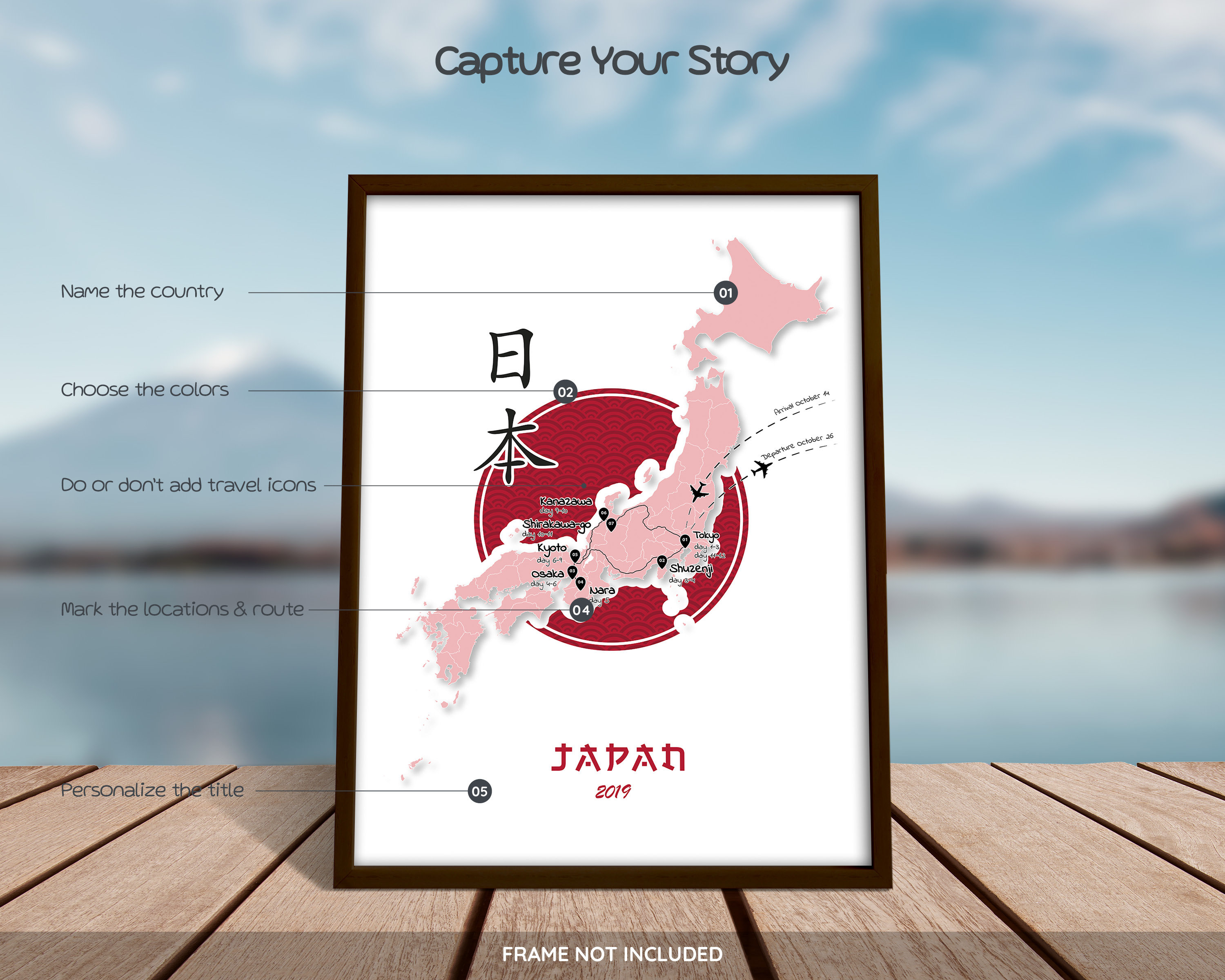 Custom Traveler Trip Keepsake, Personalized Travel Gift Map, Personal ...