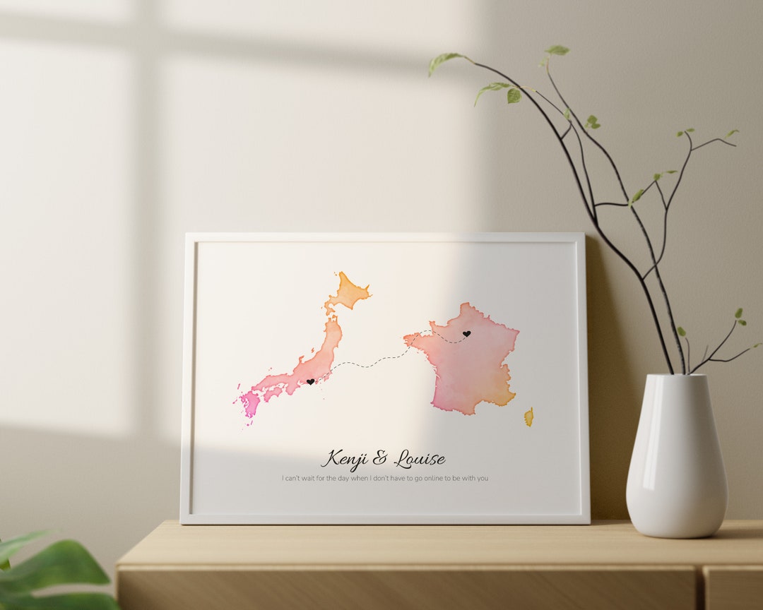 Personalized Long Distance Poster, Custom International Relationship ...