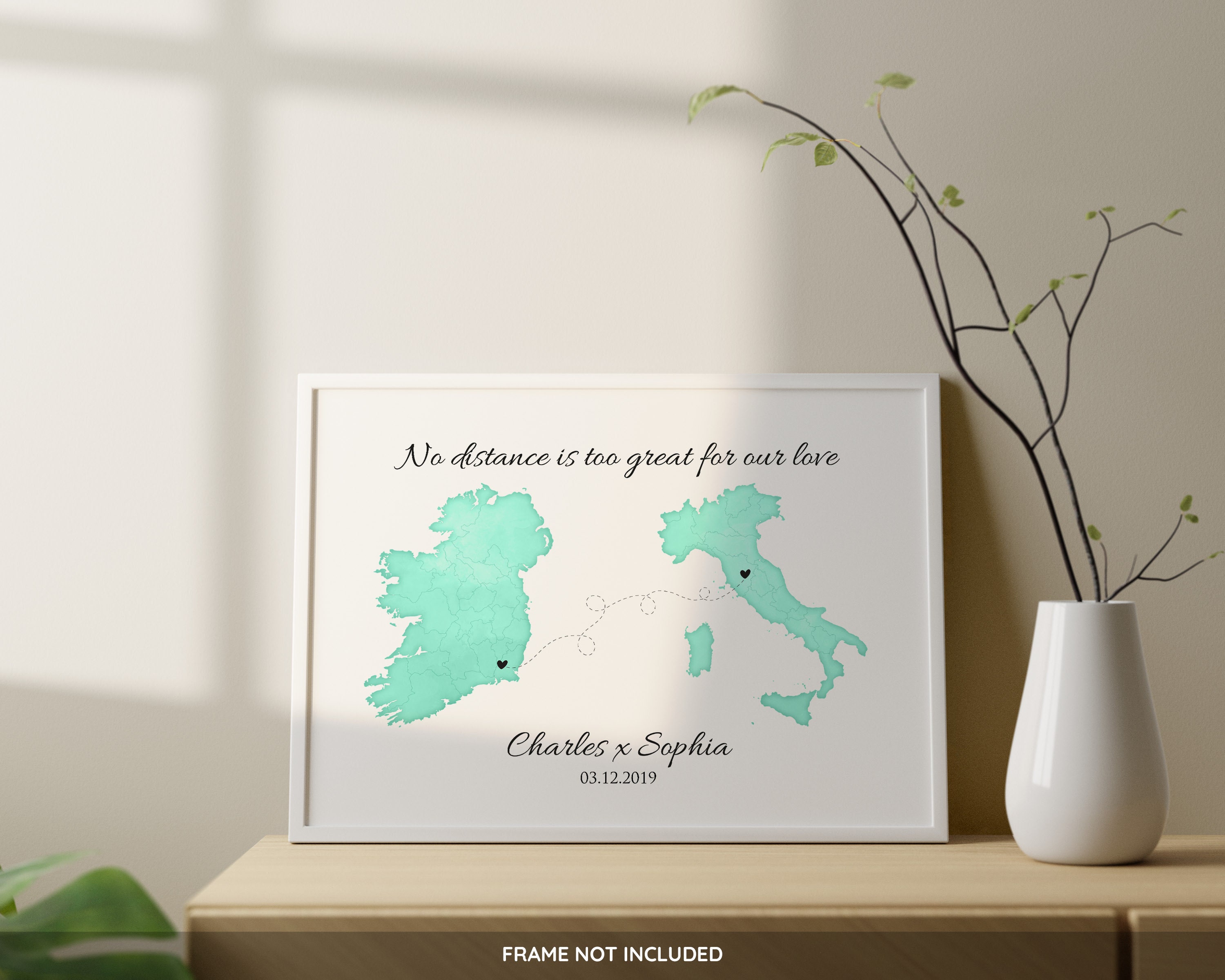 Customizable Love Map, Personalize Long Distance Relationship Art, Long ...