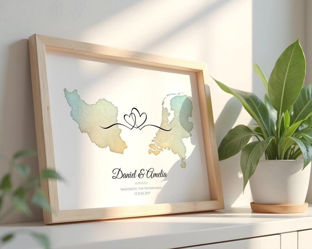 Custom Meaningful Long Distance Map, Personalized Keepsake for Couples ...