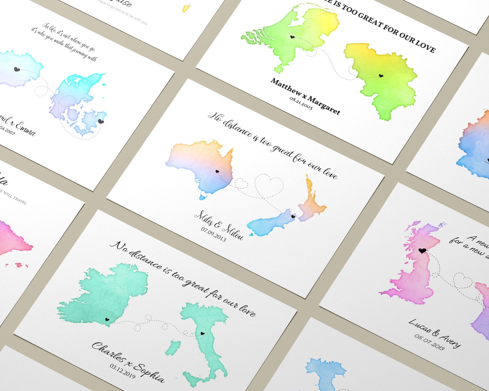Customizable Love Map, Personalize Long Distance Relationship Art, Long ...