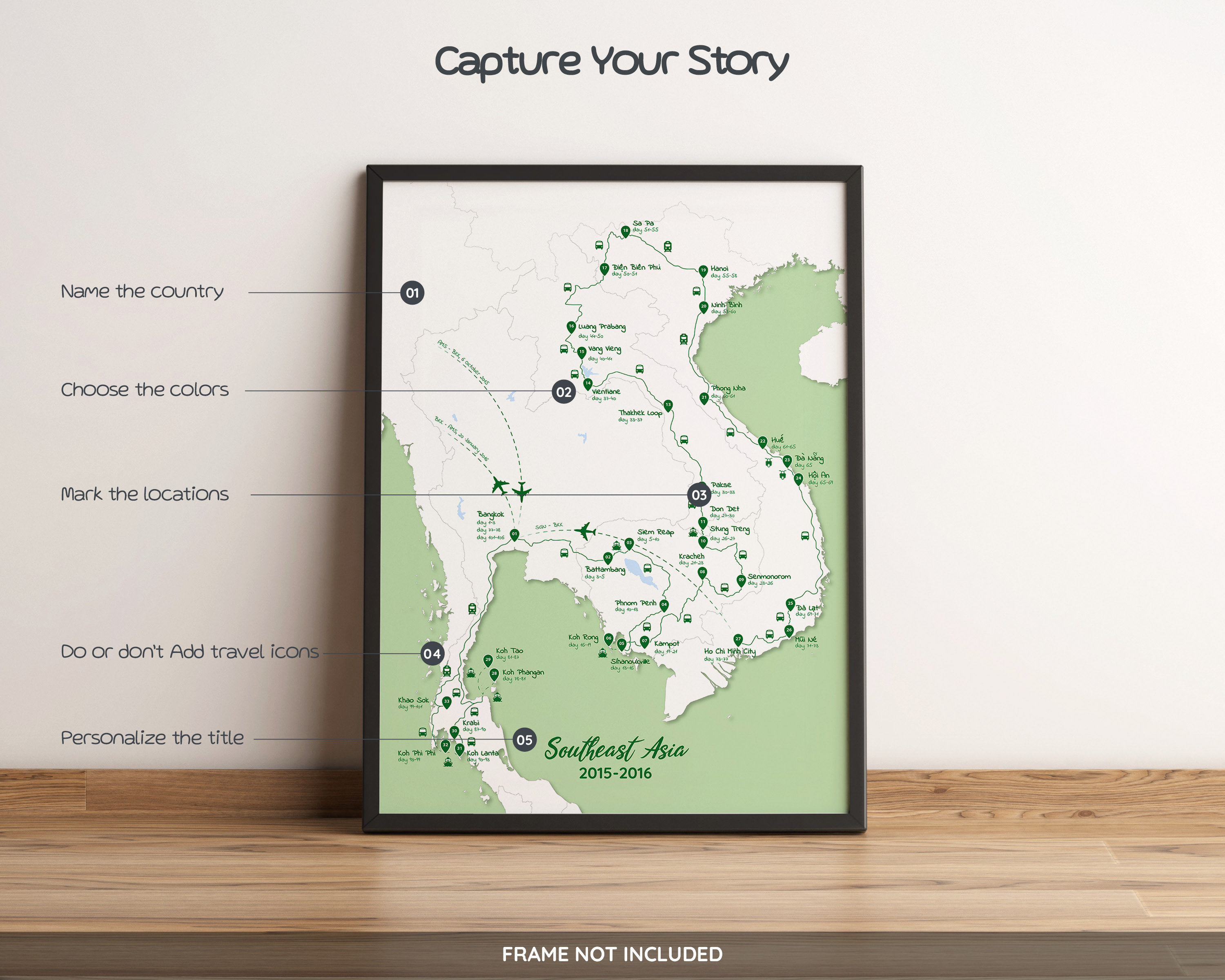 Custom Hiking Travel Map, Personal Travel Memory, Trekking Map, Couples ...