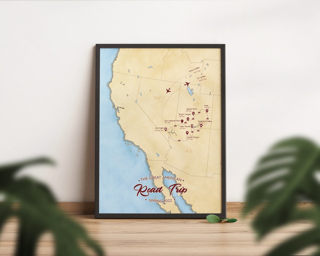 Personalised Travel Poster, Couples Vacation Trip, Our Travel Memories ...