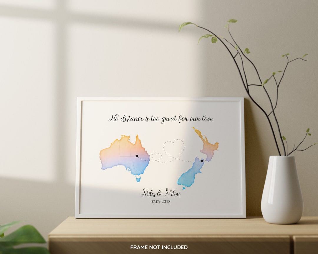Customizable Love Map, Personalize Long Distance Relationship Art, Long ...