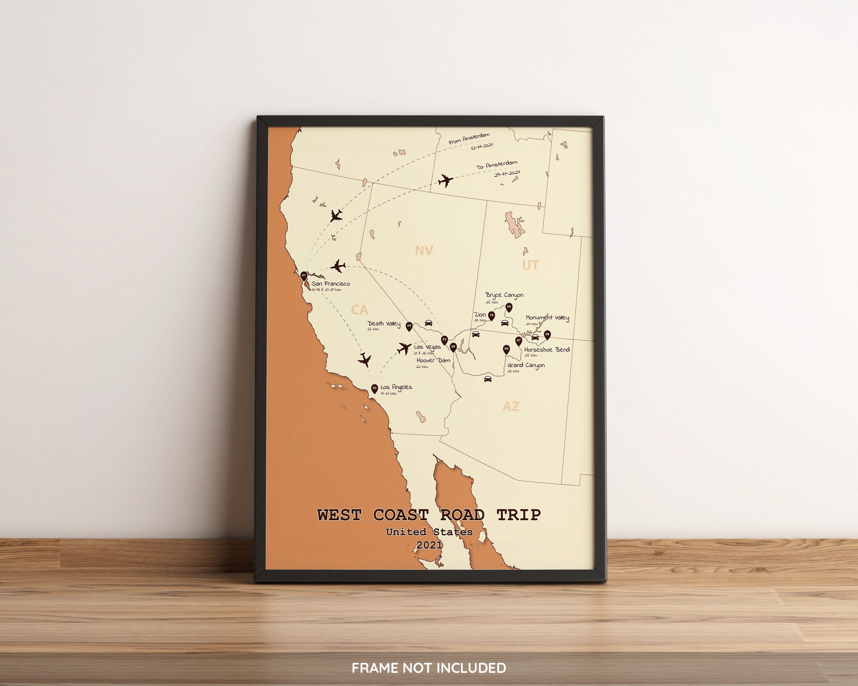 Custom Hiking Travel Map, Personal Travel Memory, Trekking Map, Couples ...