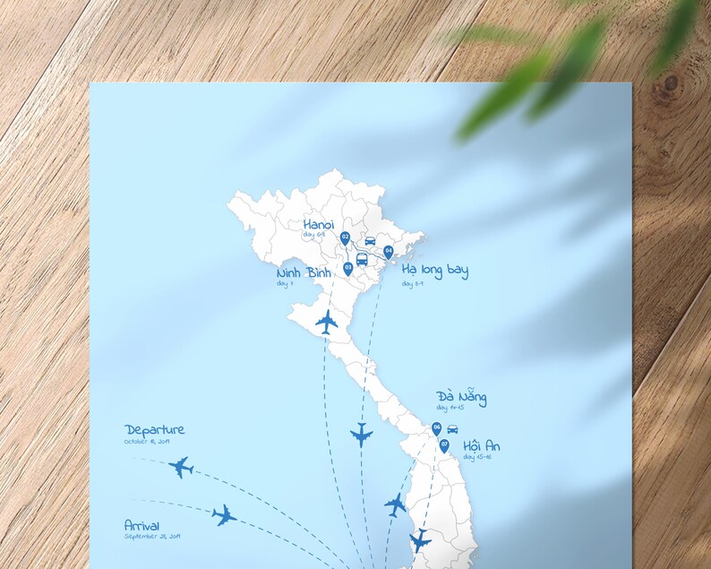Custom Travel Map Personalised Adventure Trip Places Etsy