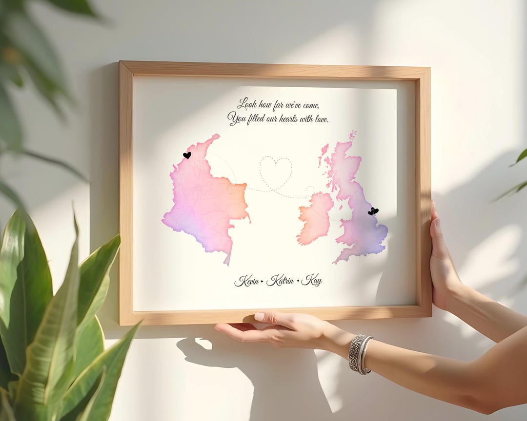 Long Distance Relationship Map, Personalized Love Story, Custom Couple ...
