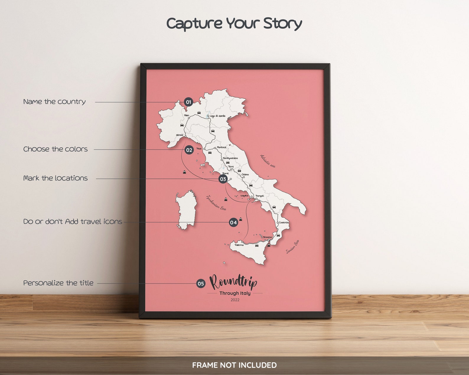 Custom Travel Map, Personalised Adventure Trip, Places Travelled ...