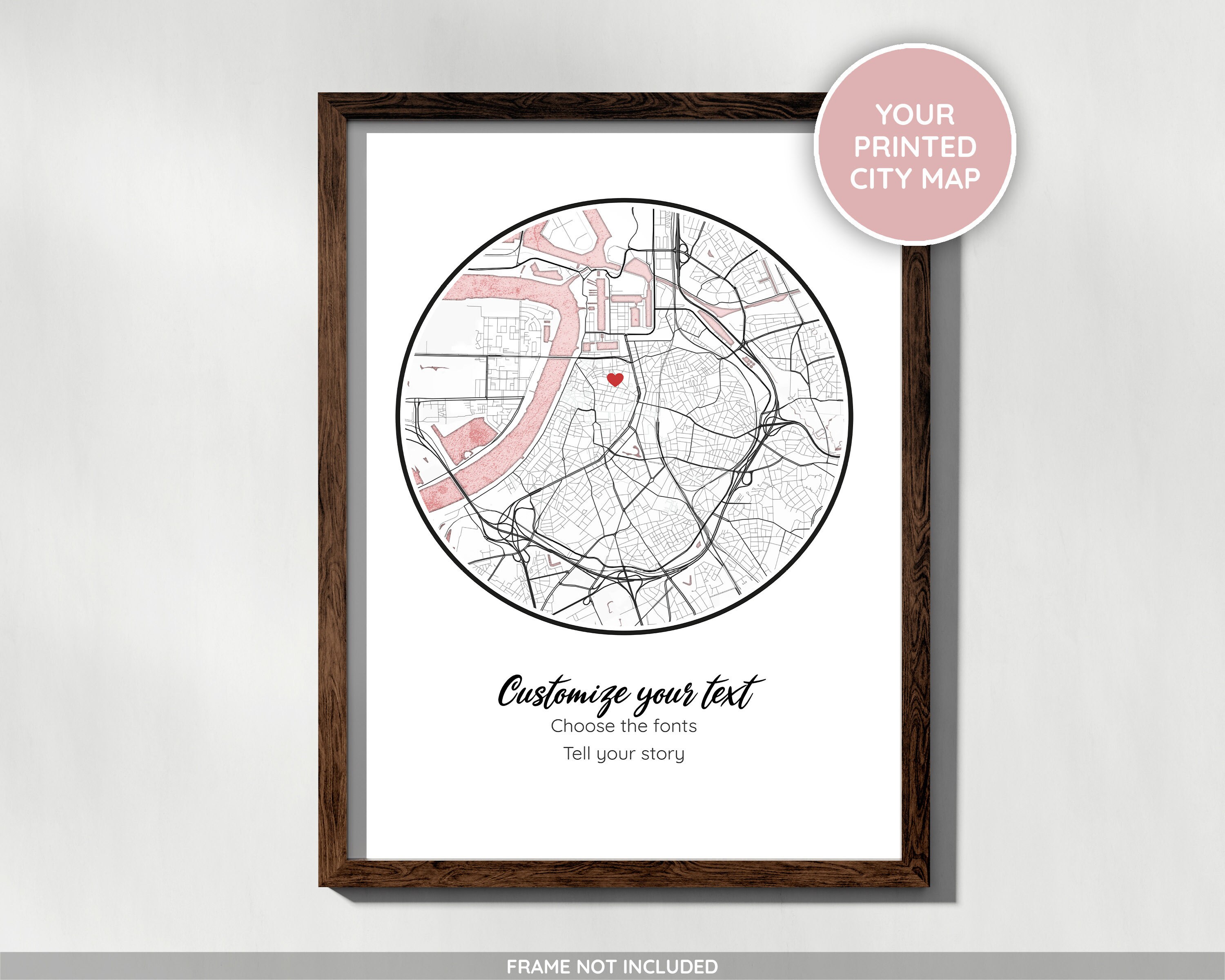 Love Styled City Map Circle Shape Personalized Gift for - Etsy