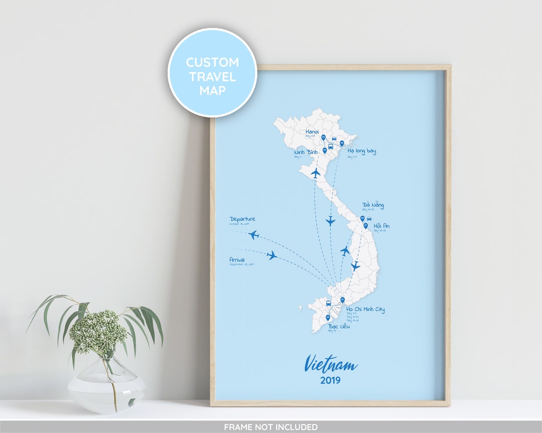 Custom Travel Map Personalised Adventure Trip Places - Etsy