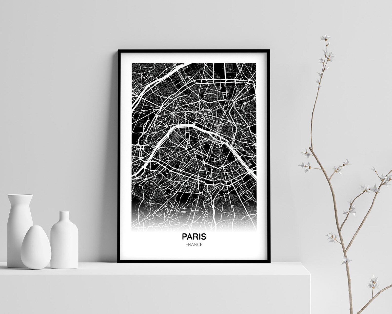 Inverted Styled City Map, Rectangle Shape, Custom City Poster, City ...
