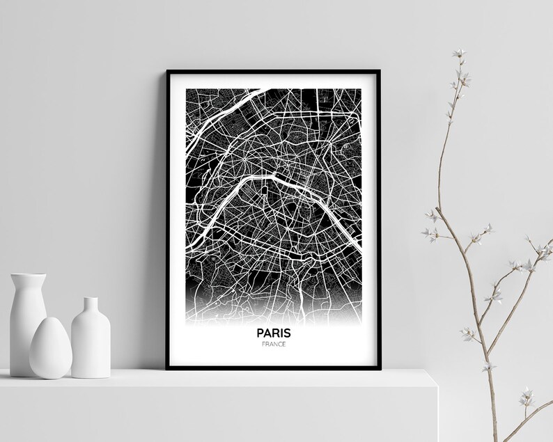 Inverted Styled City Map, Rectangle Shape, Custom City Poster, City ...