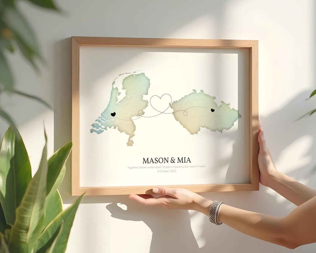 Custom Long Distance Relationship Map, Personalized Art for Home ...