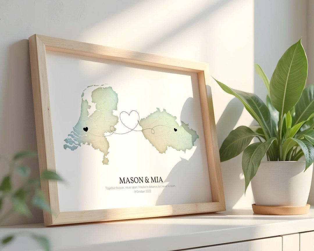 Custom Couple Map, Personalized Relationship Poster, Celebrate Your ...