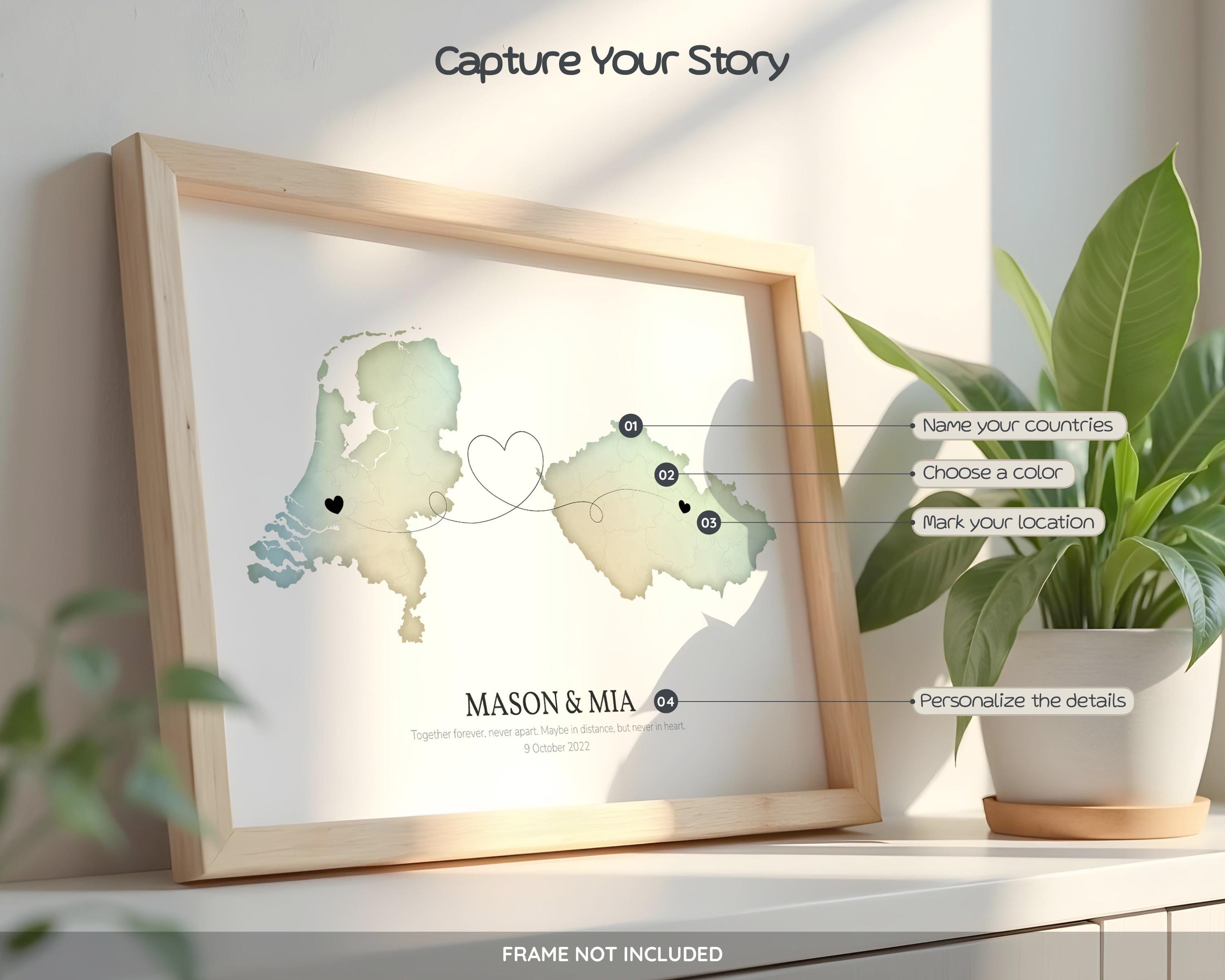 Custom Couple Map, Personalized Relationship Poster, Celebrate Your ...