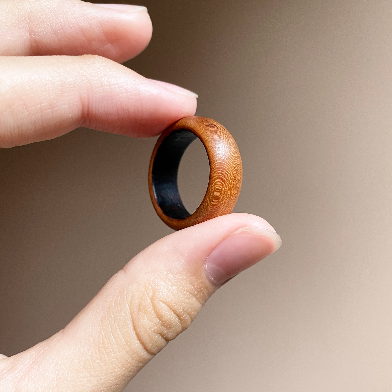 Band, Round in Cherry Wood, Natural Woodring, Wood Ring, Women's Ring ...