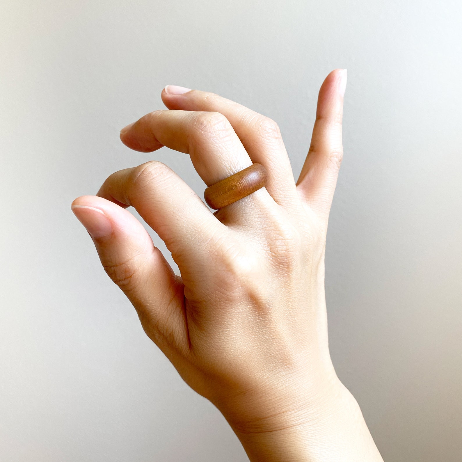 Band, Round in Cherry Wood, Natural Woodring, Wood Ring, Women's Ring ...