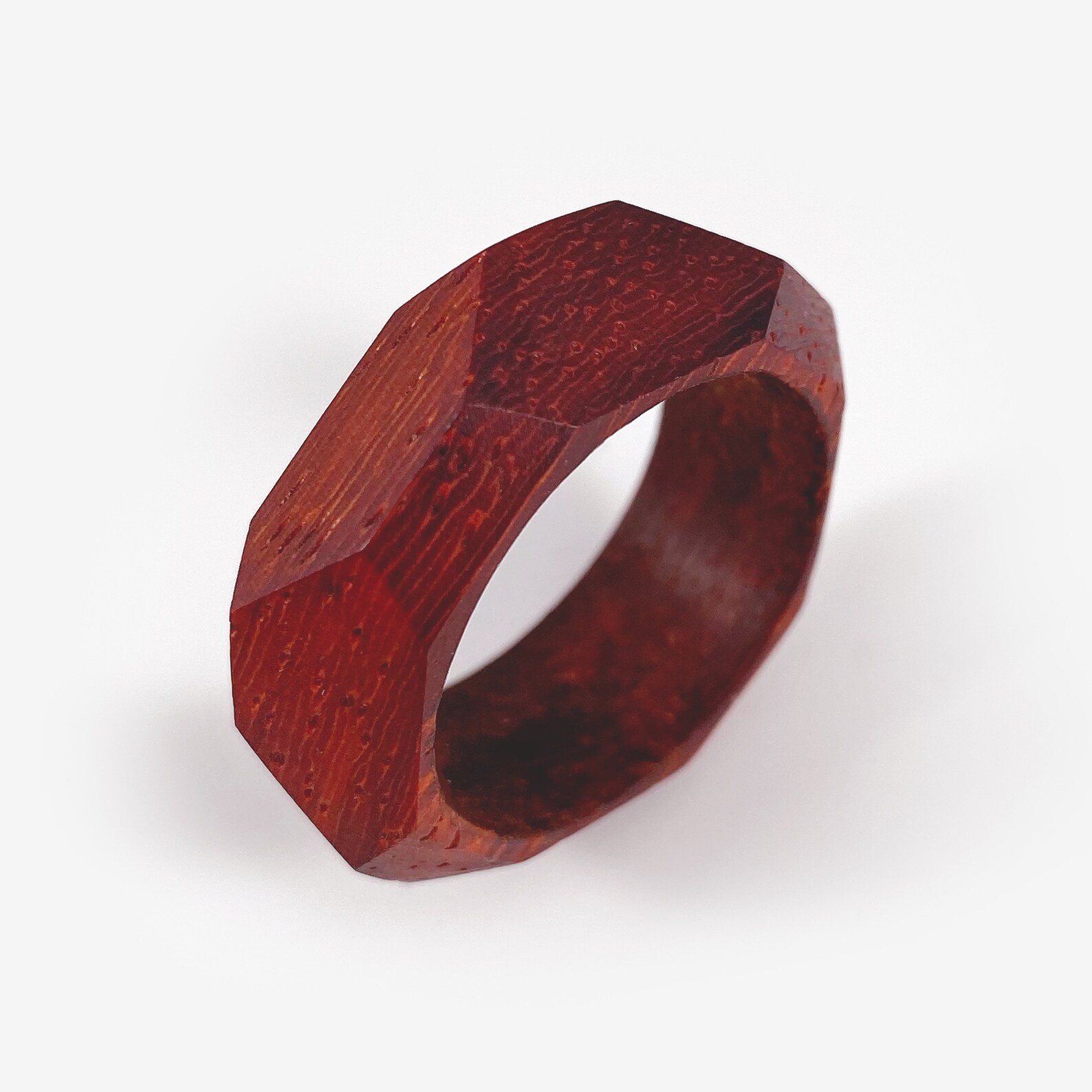 Geometric Ring in African Padauk Wood, Natural Woodring, Women's Ring ...
