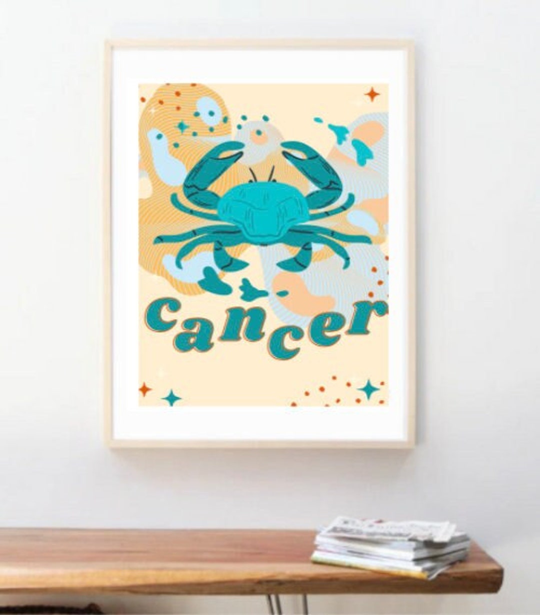 Cancer Print, Wall Art, Zodiac Wall Prints, Black, White, Cancer ...