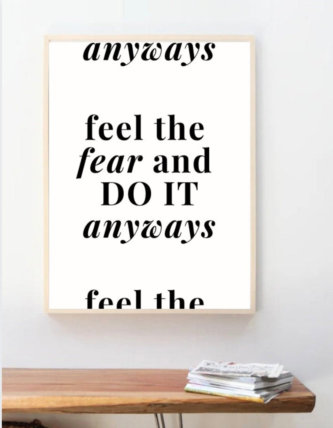 Feel the Fear Print, Wall Art, Aesthetic Wall Prints, Black, White ...