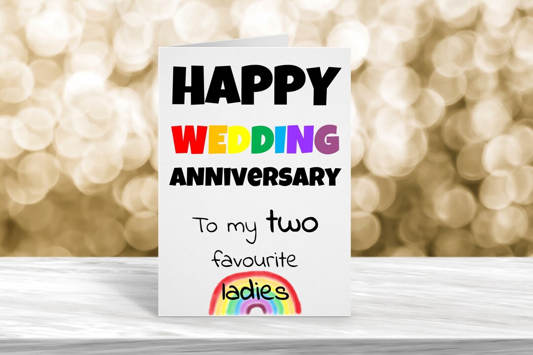 Wedding Anniversary Card Same Sex Anniversary Card Rainbow Card Two Favourite Ladies Etsy
