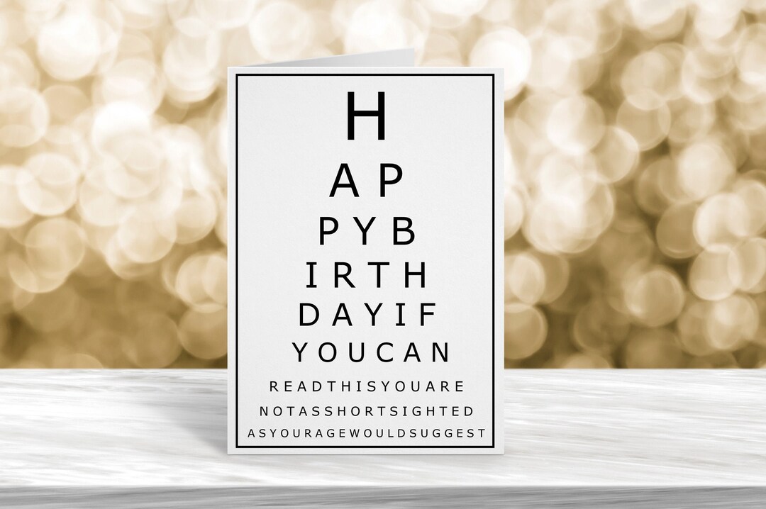 Happy Birthday Card, Comedy Eye Test Card, Card for Him, Card for Her ...