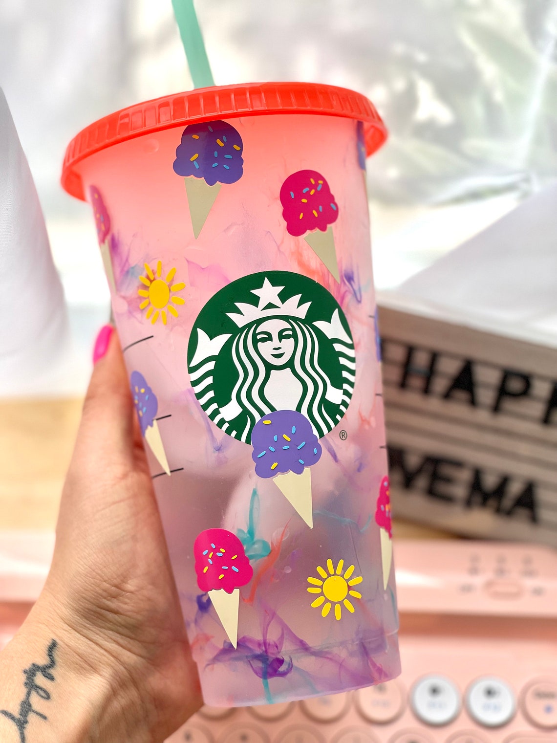 Ice cream limited edition marble cup / tumbler for her / gift | Etsy