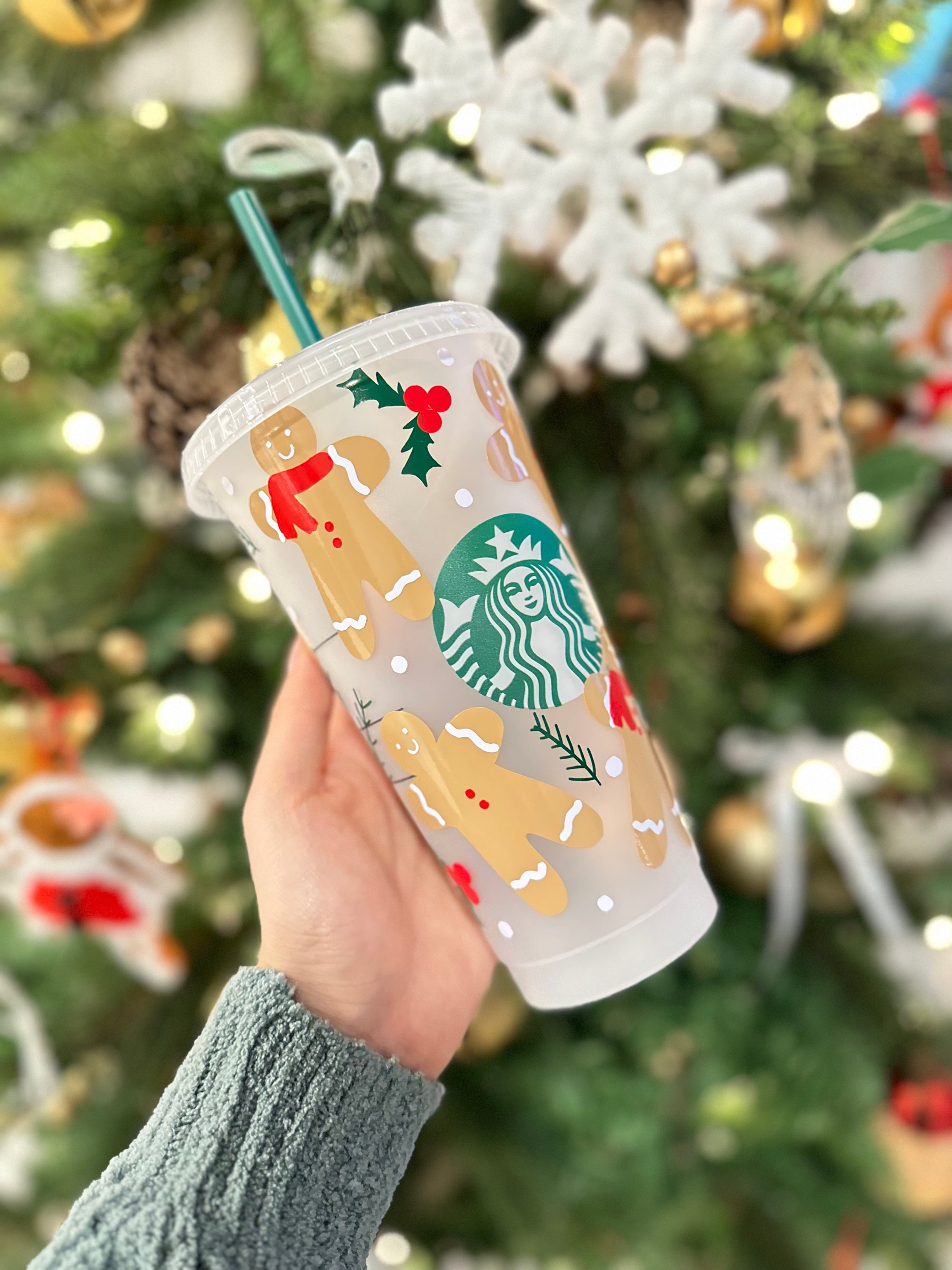 Gingerbread Starbucks Reusable Ice Cup Tumbler for Christmas Christmas Decor Santa Tumbler Customizable Gift Friends Gift Etsy