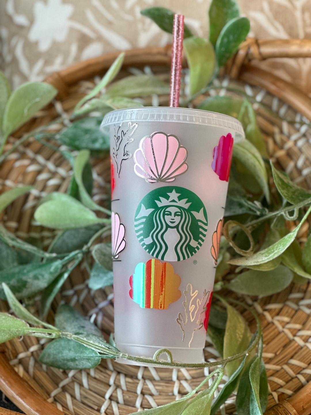Clam Shell Starbucks Personalize Ice Coffee Cup / Sea Theme Cup ...