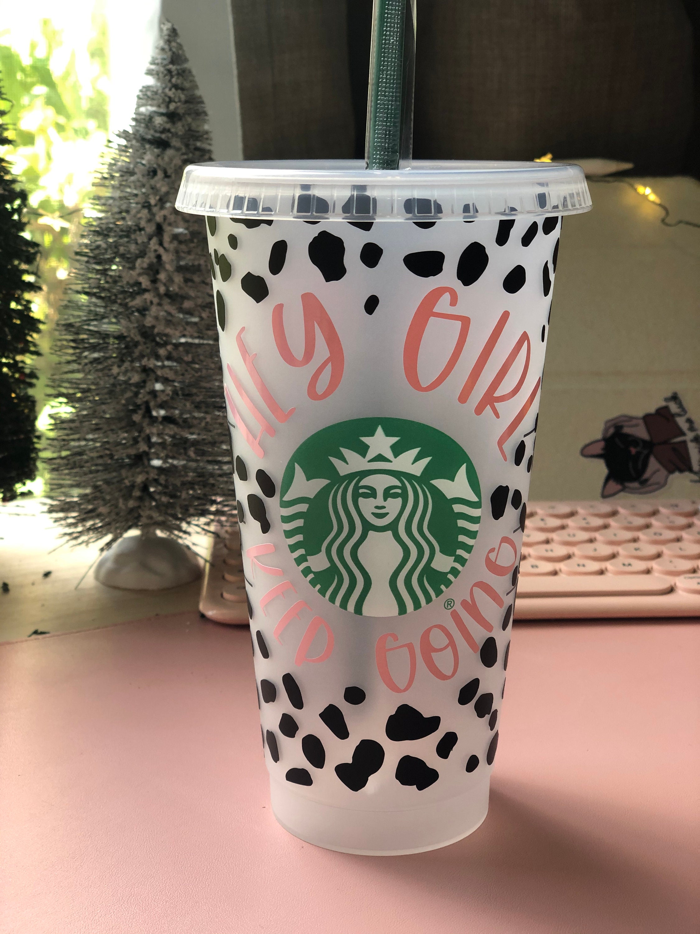Polka dot Starbucks cup/ polka dot animal print / print design | Etsy