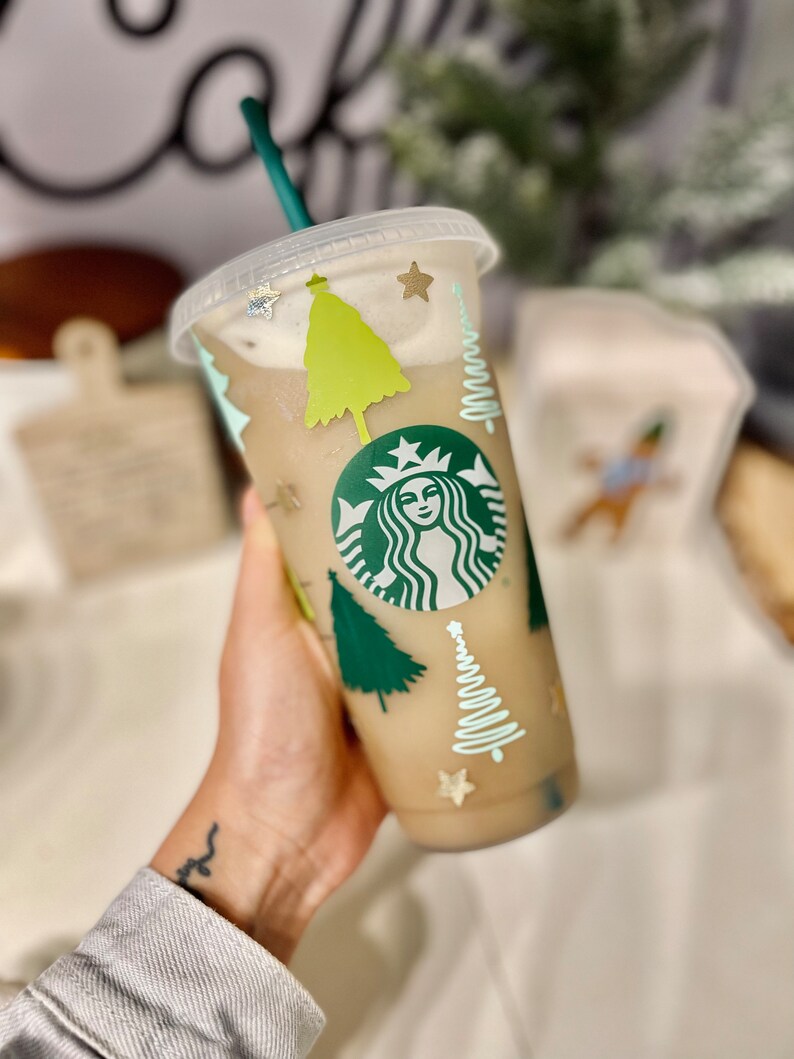 Christmas Tree Starbucks Ice Coffee Cup / Reusablepersonalized - Etsy