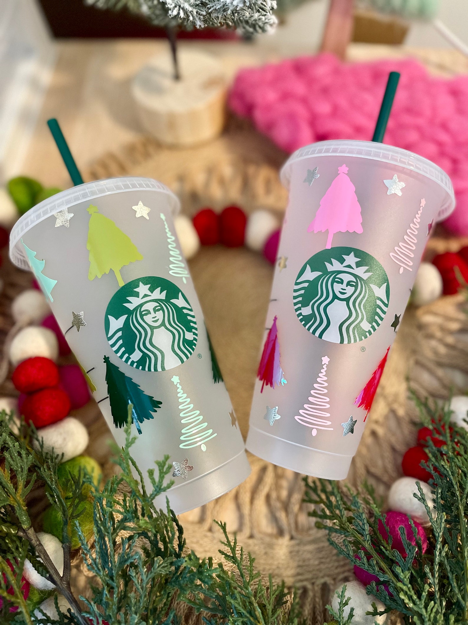 Christmas Tree Starbucks Ice Coffee Cup / Reusablepersonalized - Etsy
