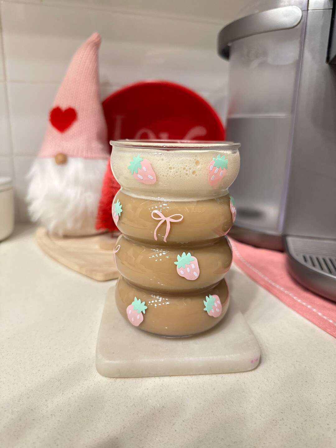 Wave Cup With Strawberry and Bow Hair / Valentine’s Day Cup/ Mom Gift ...