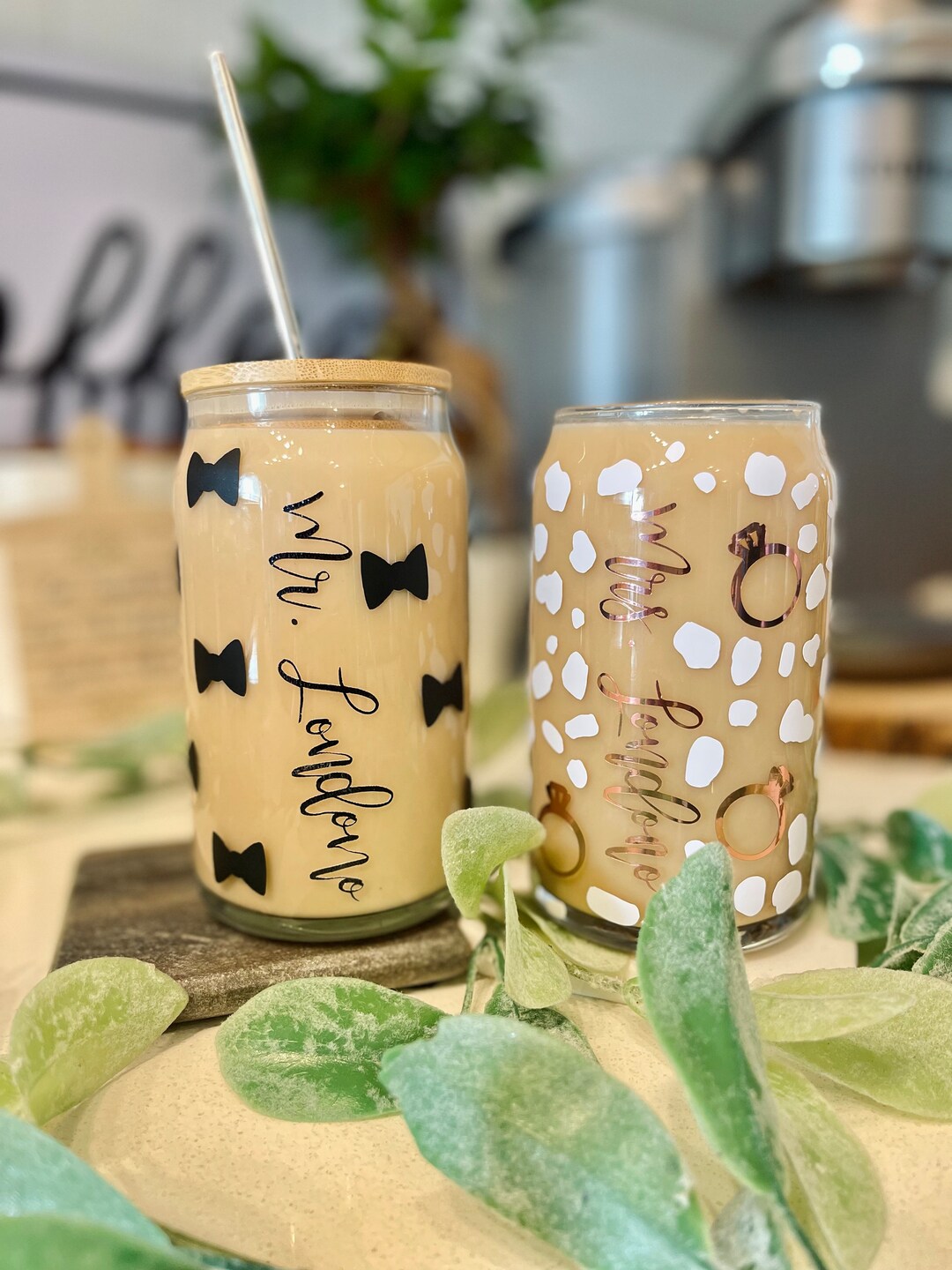 Future Mrs. & Mr Cane Beer Cup / Engagement Gift /personalize Bridal ...