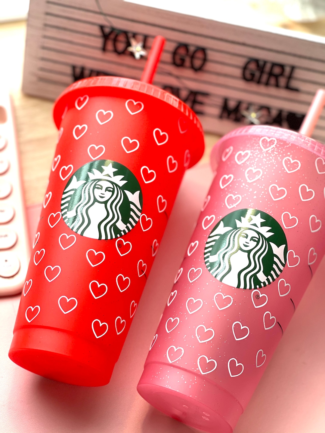 Heart Love Starbucks Cold Cup / Valentine’s Day / Gift for Her ...