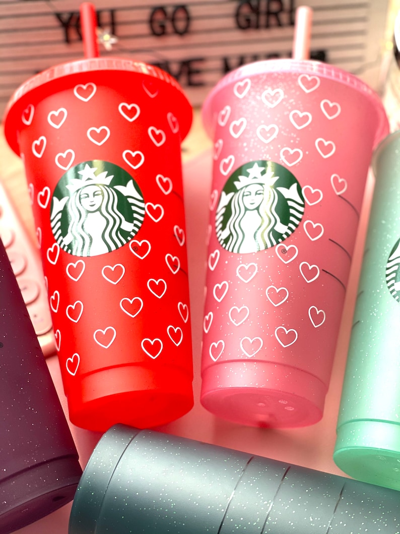 Heart Love Starbucks Cold Cup / Valentines Day / Gift for Her - Etsy