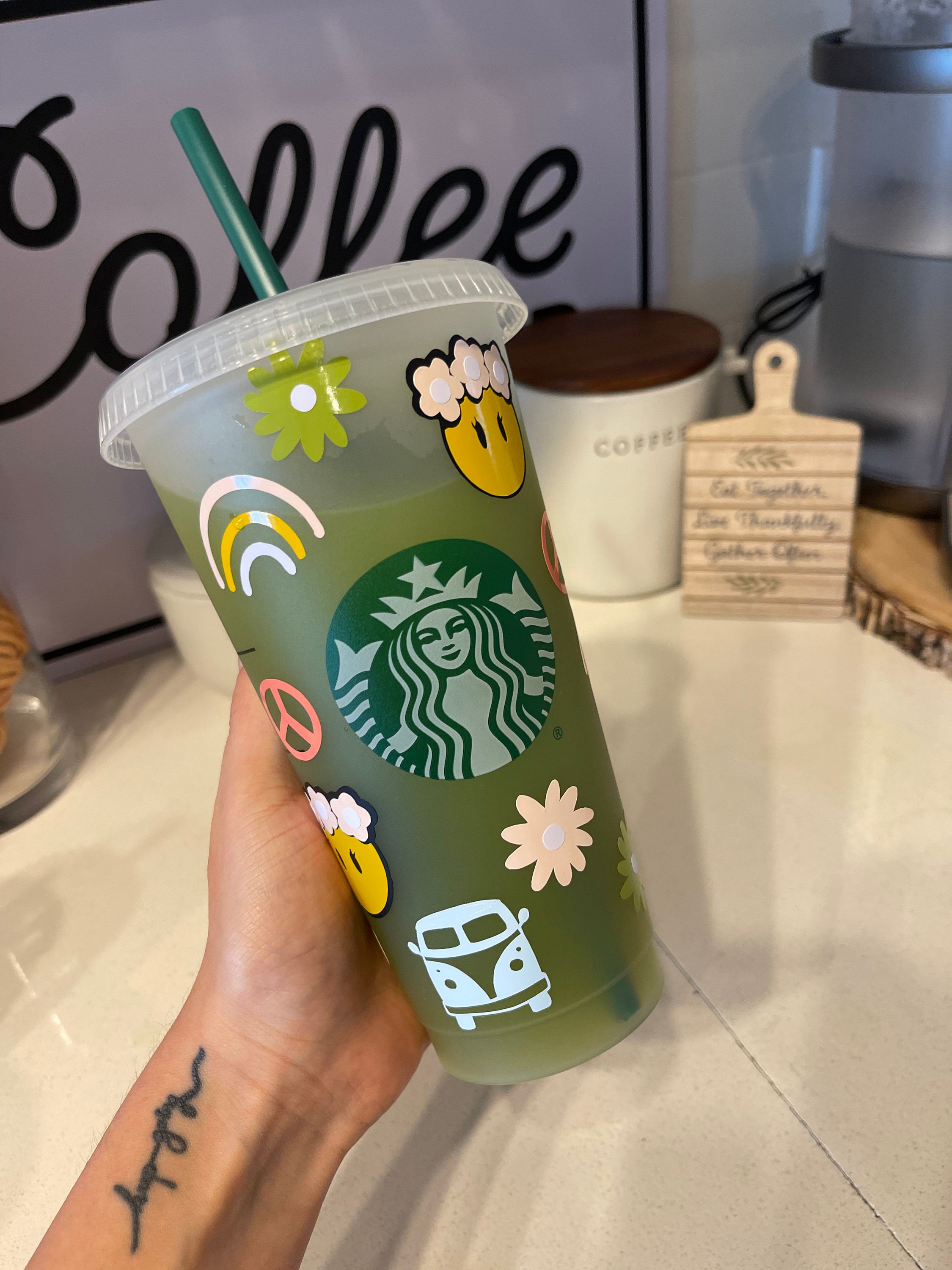 Tumbler Peace and Love Cup Personalized Starbucks Ice Cup/ - Etsy