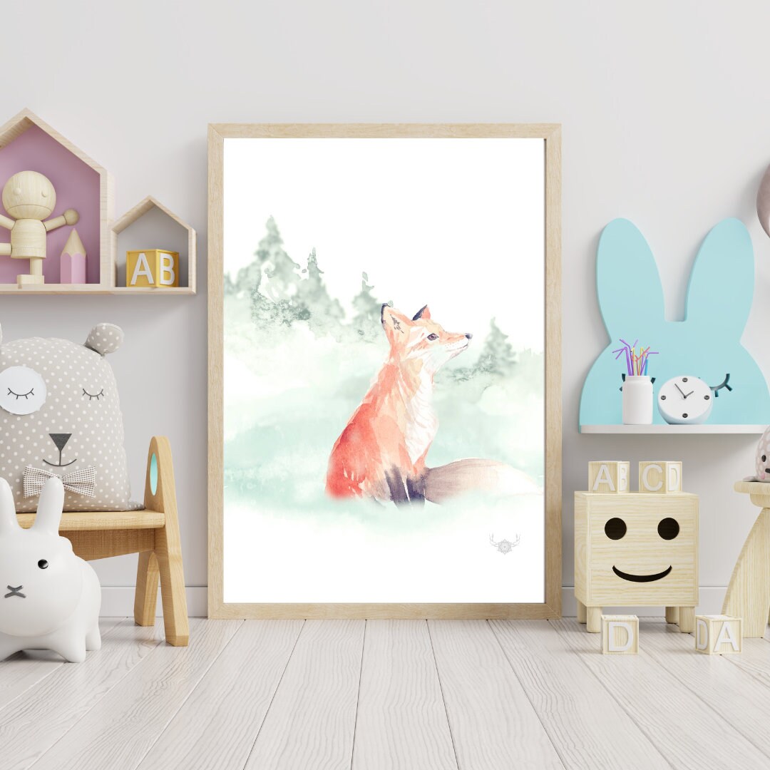 Cute Fox Print * Fox Digital Download * Nursery Wall Art * Modern ...