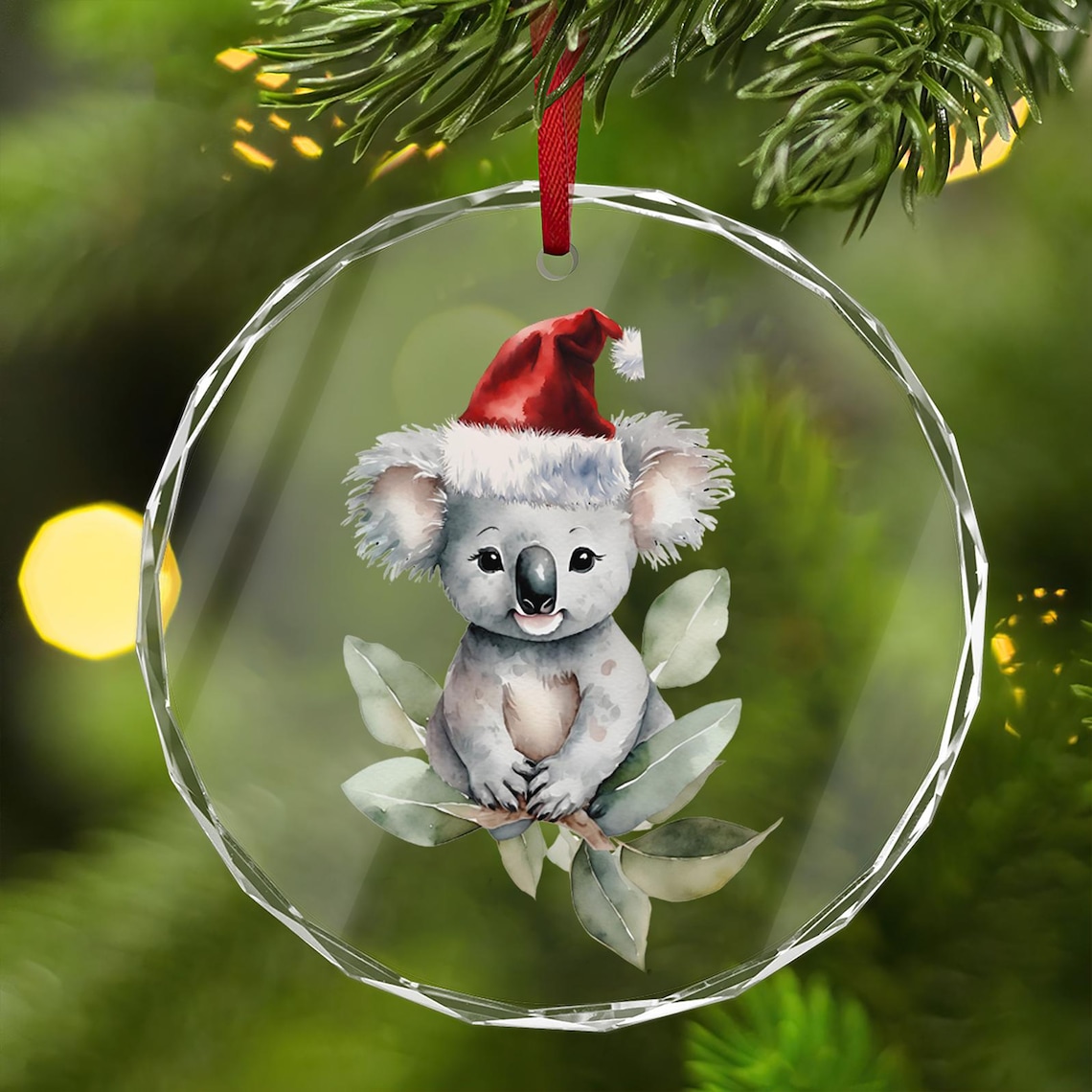 Crystal Glass Ornament Baby Koala in Santa Hat Christmas Decor, Holiday ...