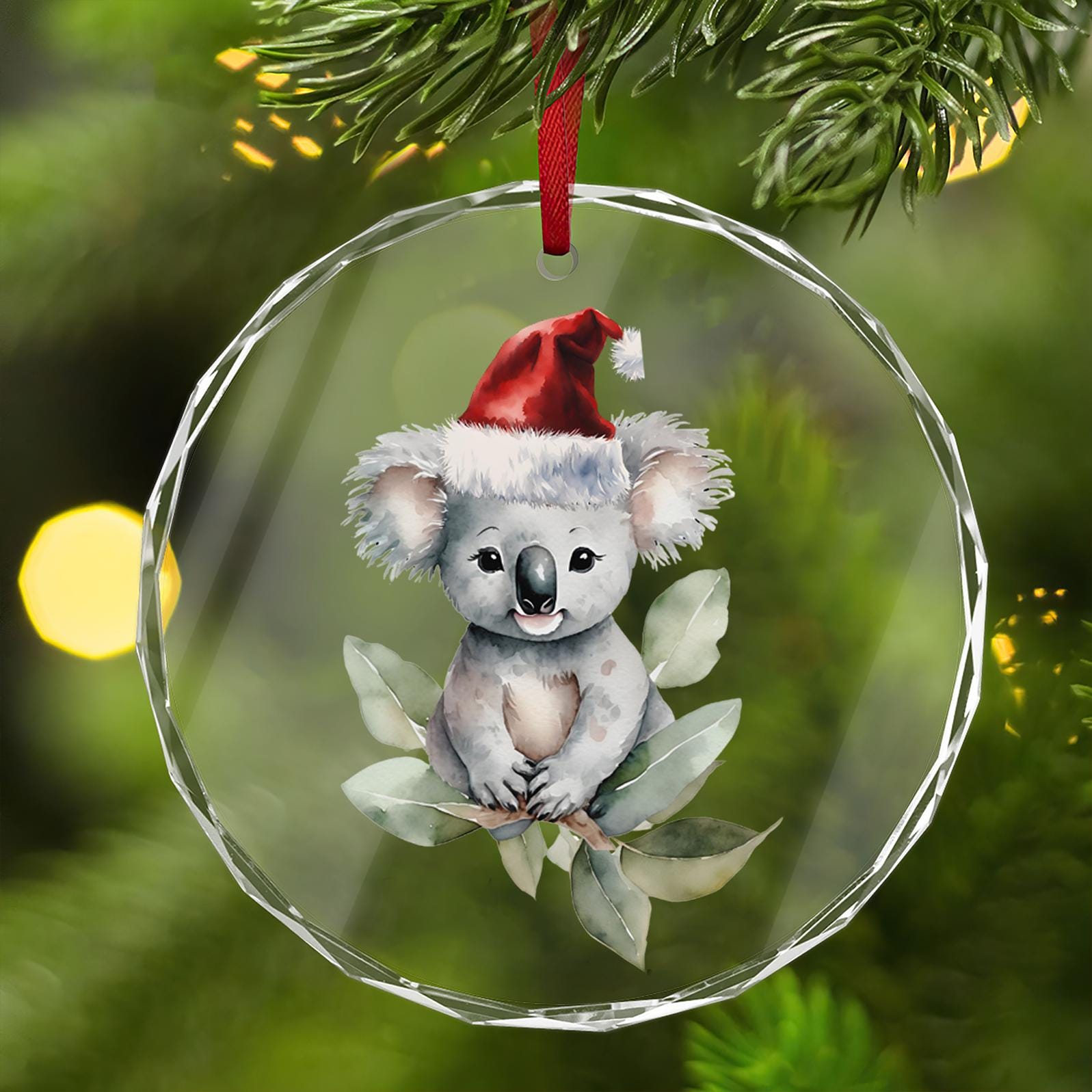 Crystal Glass Ornament Baby Koala in Santa Hat Christmas Decor, Holiday ...