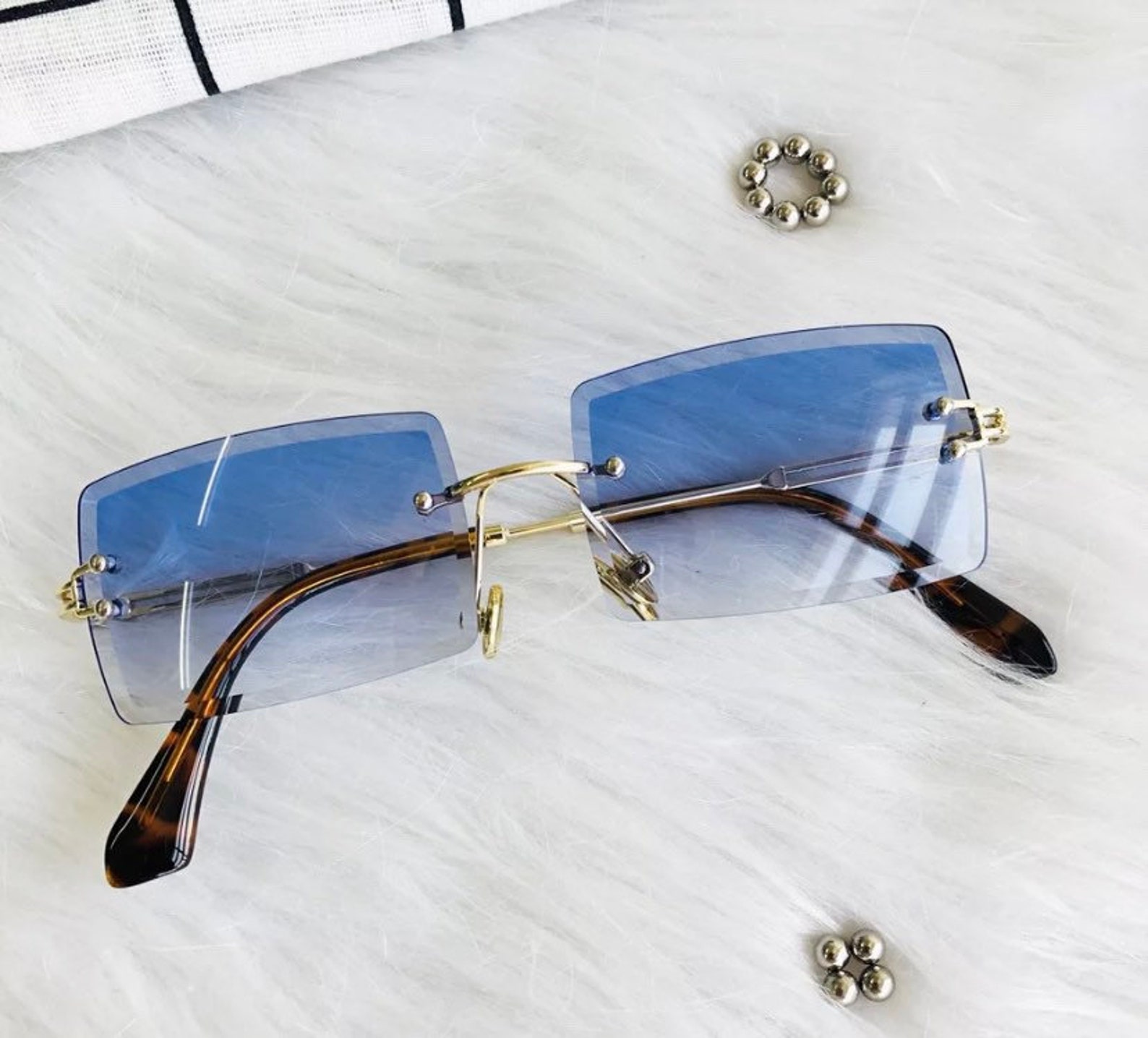 Rimless Square Sunglasses - Etsy