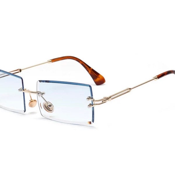 Rimless Square Sunglasses - Etsy