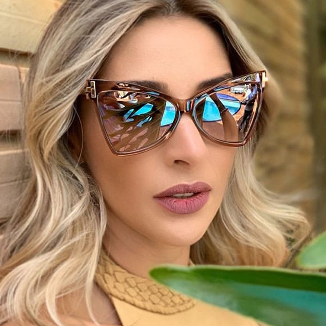 Vintage Oversized Cat Eye Sunglasses Etsy