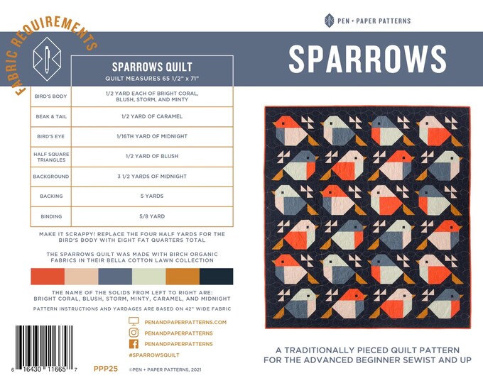 Pen + Paper Patterns, Sparrows Quilt Pattern, Traditionally Pieced ...
