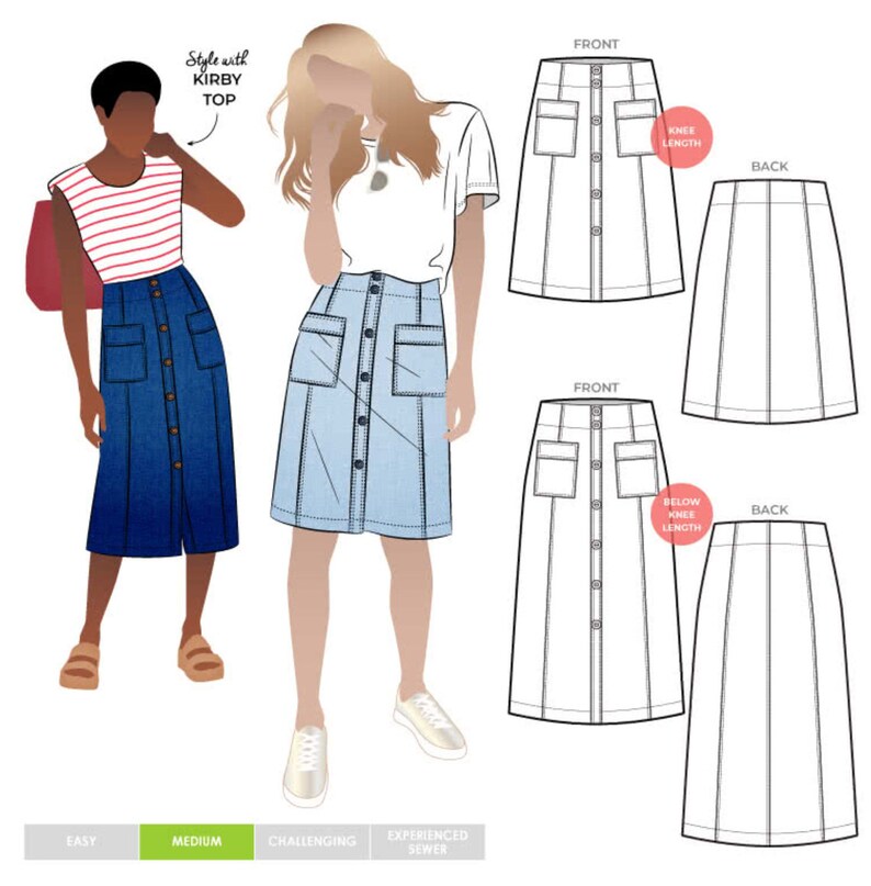 Style Arc Lennox Woven Skirt Paper Pattern, Multi Size Pattern 4-16 /10 ...